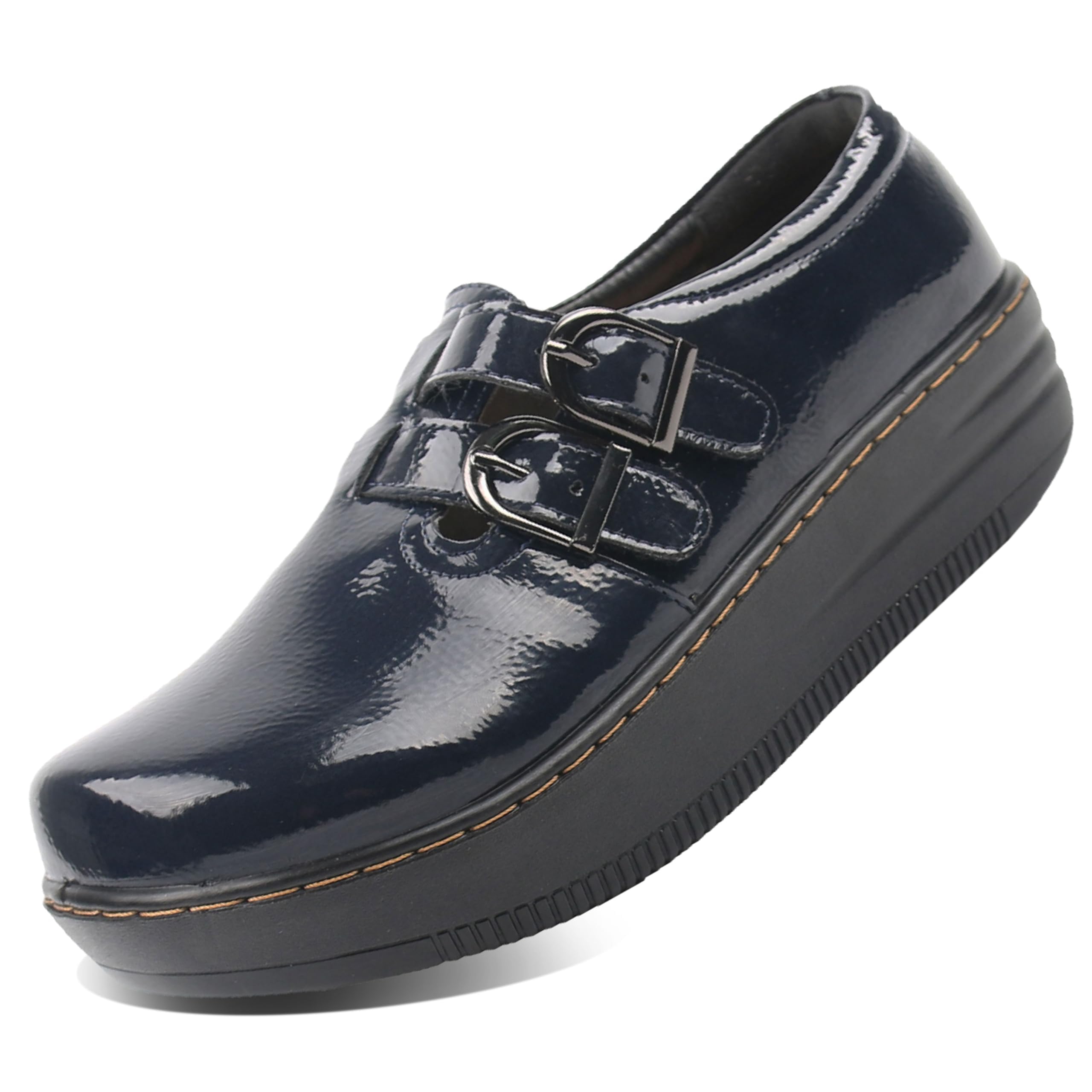 Glolily Emma II Women's 2 Strap Clog - Navy Crinkle Shine, 11 M