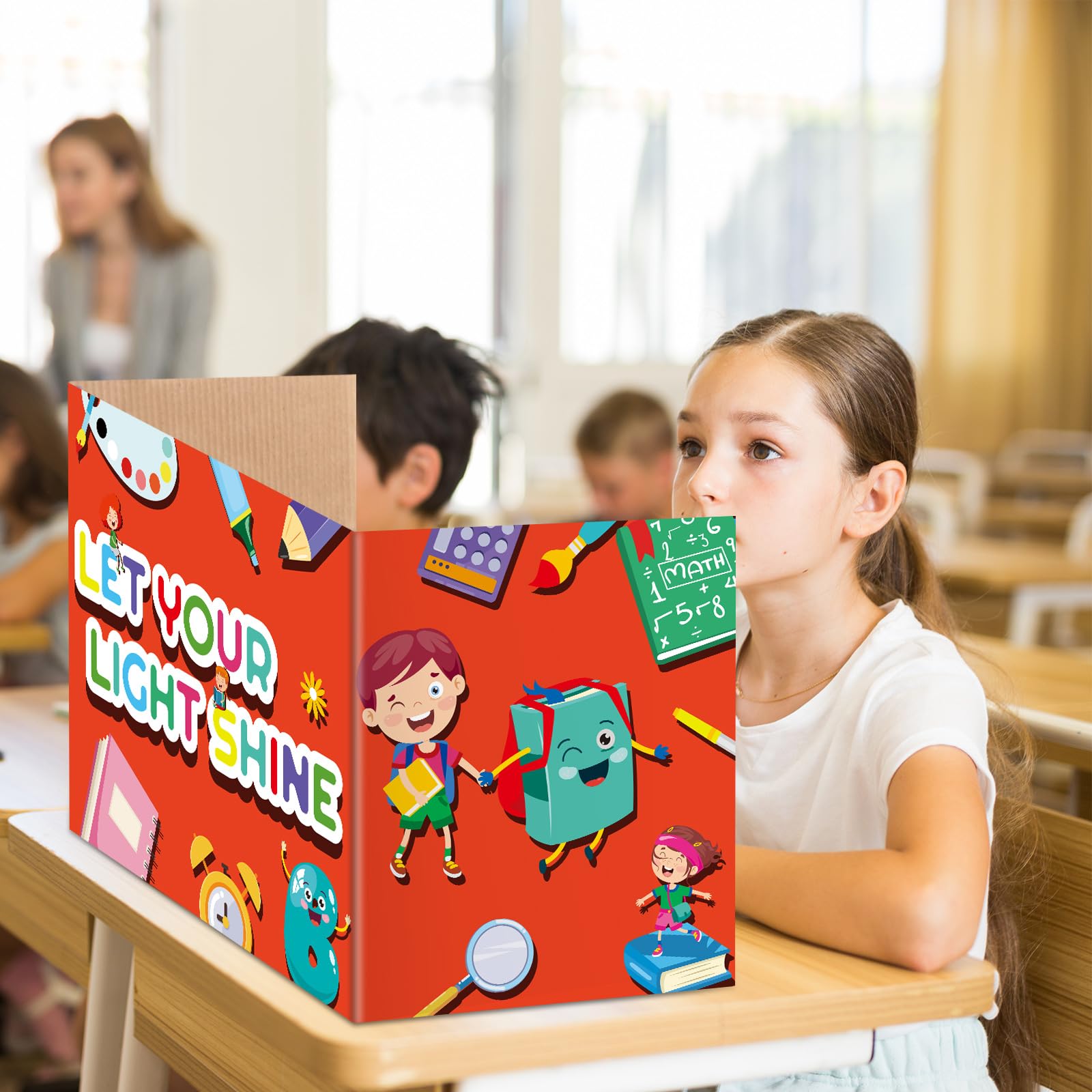 36 Pcs Privacy Boards Bulk, Large Privacy Folders with Bright Color Classroom Desk Shields Dividers, Desk Table Privacy Boards for School Teacher Student Test Study Office, 39 x 14 Inch (Sweet)