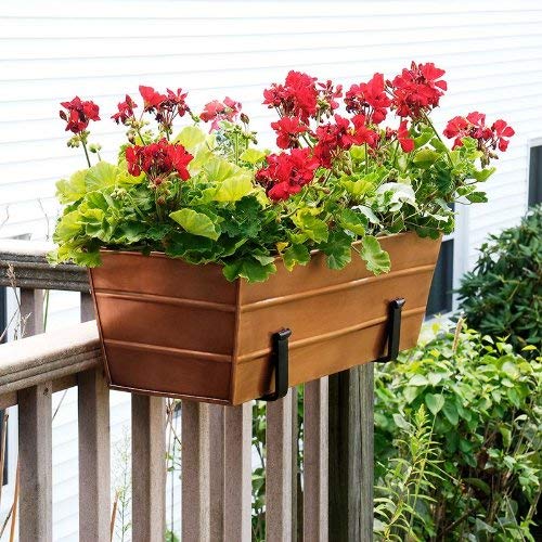 Achla Designs Copper PlatedWindow Flower Box Planter-Small (22" L x 6" W x 5" H)