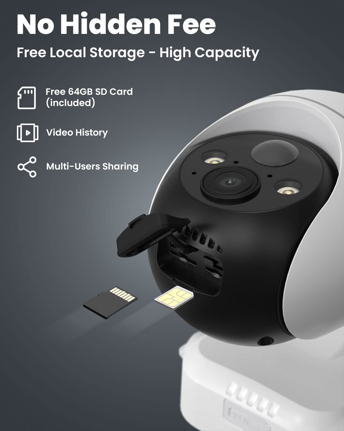 ieGeek 3/4G Security Camera Outdoor, 1080P Wireless WiFi 360°PTZ Camera, Solar Battery Powered Surveillance Camera with Spotlight/Siren/Motion Detection/3MP Color Night Vision