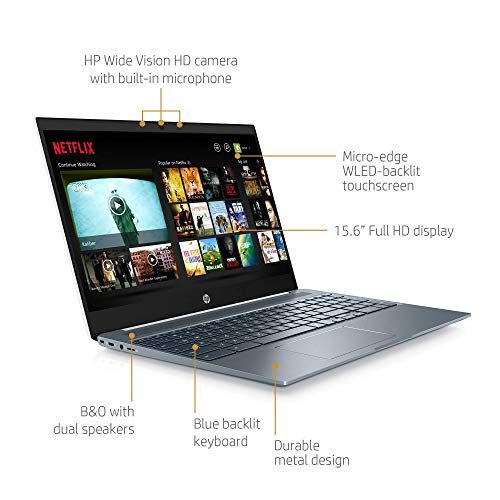 HP Chromebook 15.6" Full HD 1920 x 1080 Touchscreen Intel Core i3-8130U Intel UHD Graphics 620 4GB SDRAM 128GB eMMC Audio by B&O Ceramic White/Cloud Blue Backlit Keyboard Chrome OS (Renewed)