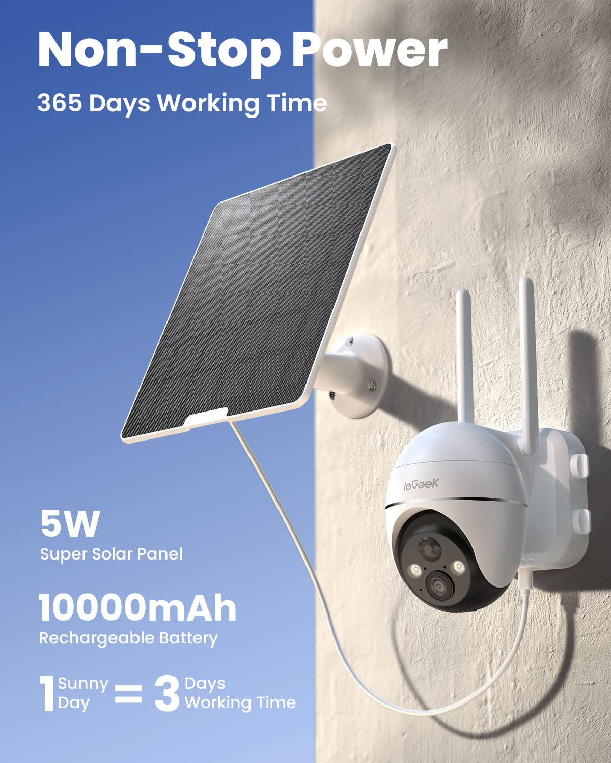 ieGeek 3/4G Security Camera Outdoor, 1080P Wireless WiFi 360°PTZ Camera, Solar Battery Powered Surveillance Camera with Spotlight/Siren/Motion Detection/3MP Color Night Vision