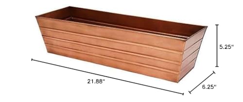 Achla Designs Copper PlatedWindow Flower Box Planter-Small (22" L x 6" W x 5" H)