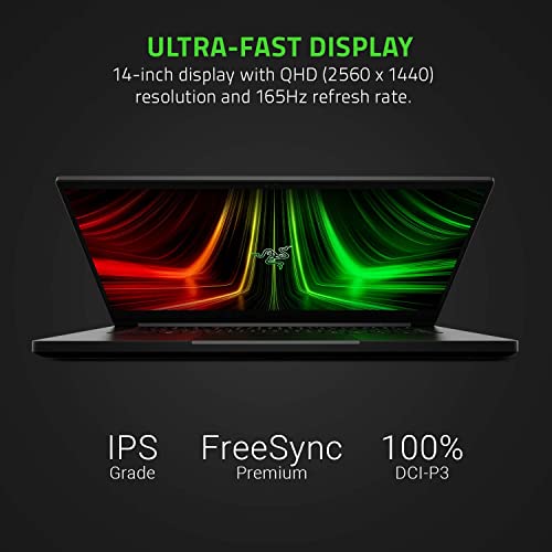 Razer Blade 14 Gaming Laptop: AMD Ryzen 9 6900HX CPU - NVIDIA GeForce RTX 3070 Ti - 14" QHD 165Hz - 16GB DDR5 RAM - 1TB PCIe SSD - Windows 11 - Ultra-Thin - CNC Aluminum - Chroma RGB