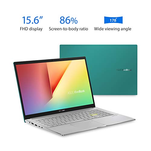 ASUS VivoBook S15 S533 Thin and Light Laptop, 15.6β FHD Display, Intel Core i5-1135G7 CPU, 8GB DDR4 RAM, 512GB PCIe SSD, Wi-Fi 6, Windows 11 Home, AI Noise-Cancellation, Gaia Green, S533EA-DH51-GN