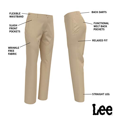 Lee Women's Size Wrinkle Free Relaxed Fit Straight Leg Pant, Black/White Rockhill Plaid, 18 Plus Petite