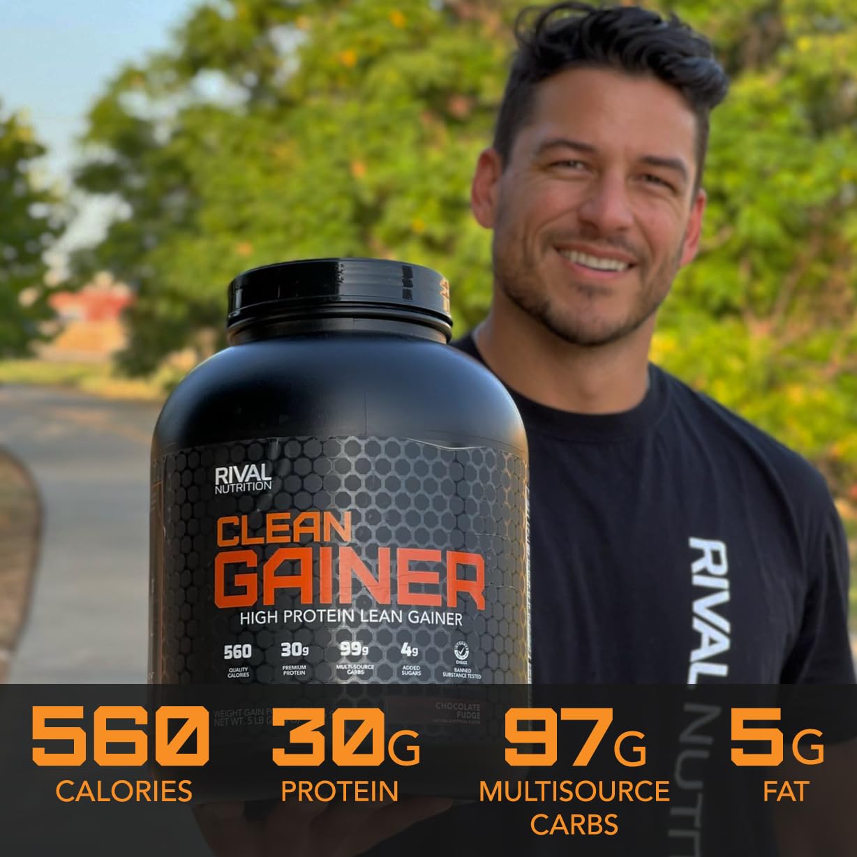 Rivalus Clean Gainer - Soft Serve Vanilla 10 Pound - Delicious Lean Mass Gainer with Premium Dairy Proteins, Complex Carbohydrates, and Quality Lipids, No Banned Substances, Made in USA