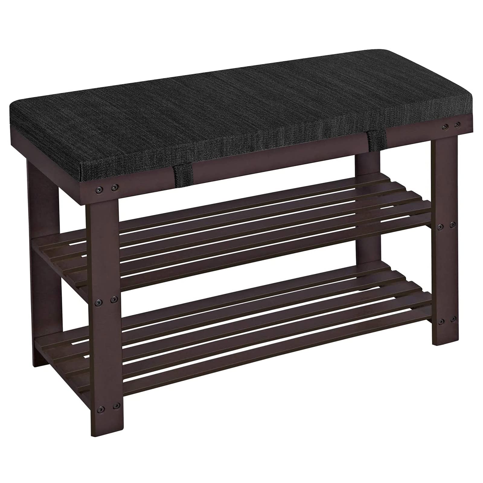 baibu Piano Bench Cushion 32 x12 inch for Indoor Shoe Storage Non Slip Picnic Bench Pad with Ties for Kitchen Dining Table Seat - One Pad Only (Black, 32x12x1.5in)