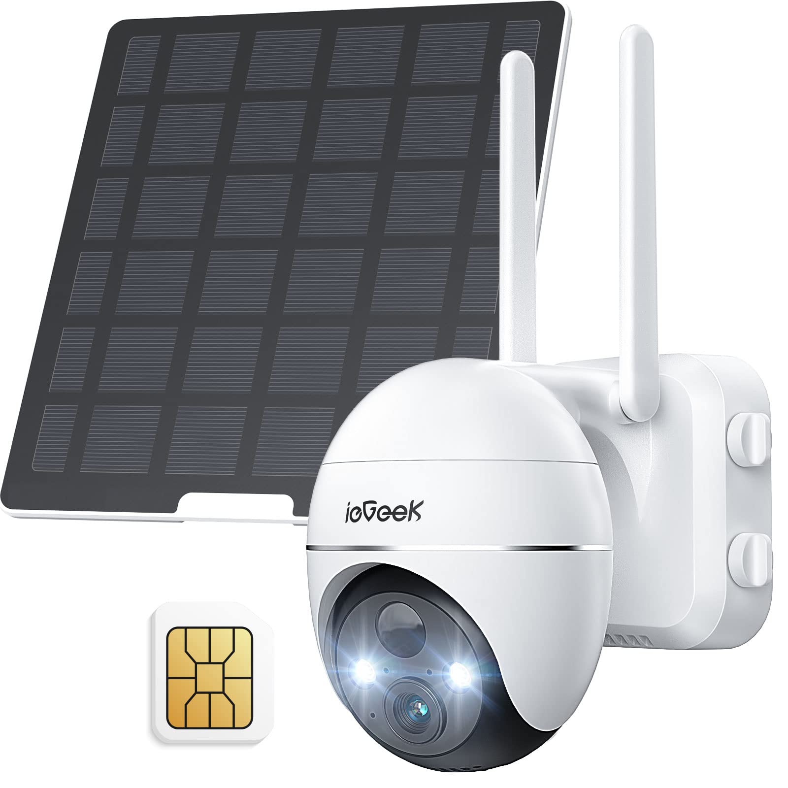 ieGeek 3/4G Security Camera Outdoor, 1080P Wireless WiFi 360°PTZ Camera, Solar Battery Powered Surveillance Camera with Spotlight/Siren/Motion Detection/3MP Color Night Vision