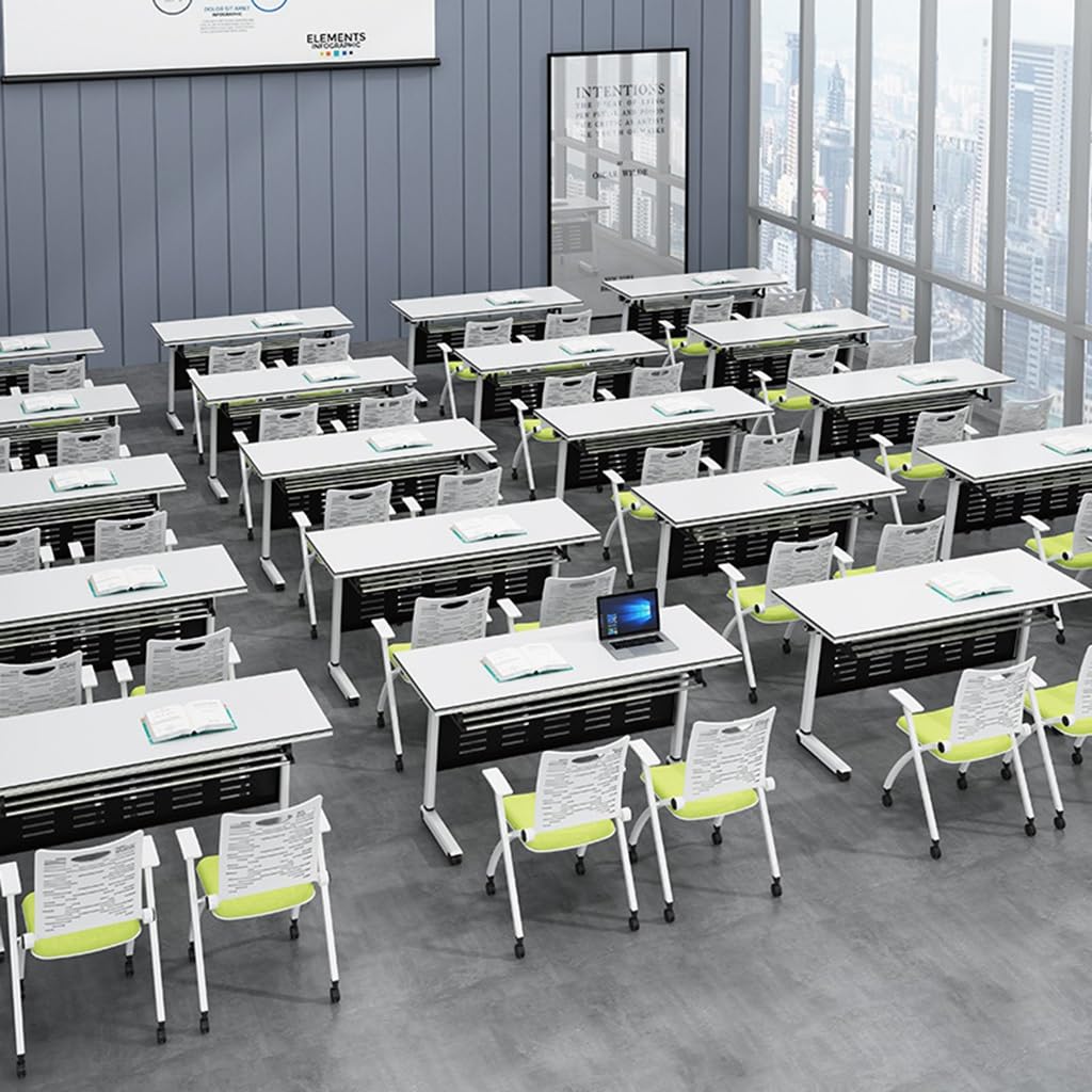 3 pcs Flip Top Mobile Training Table with Management & Lockable Wheels, Foldable Meeting Table for Conference Rooms,Training Rooms,Media Centers (Color : A, Size : 120 * 50 * 75cm)