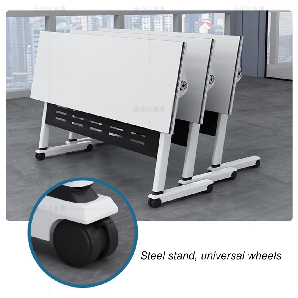 3 pcs Flip Top Mobile Training Table with Management & Lockable Wheels, Foldable Meeting Table for Conference Rooms,Training Rooms,Media Centers (Color : A, Size : 120 * 50 * 75cm)