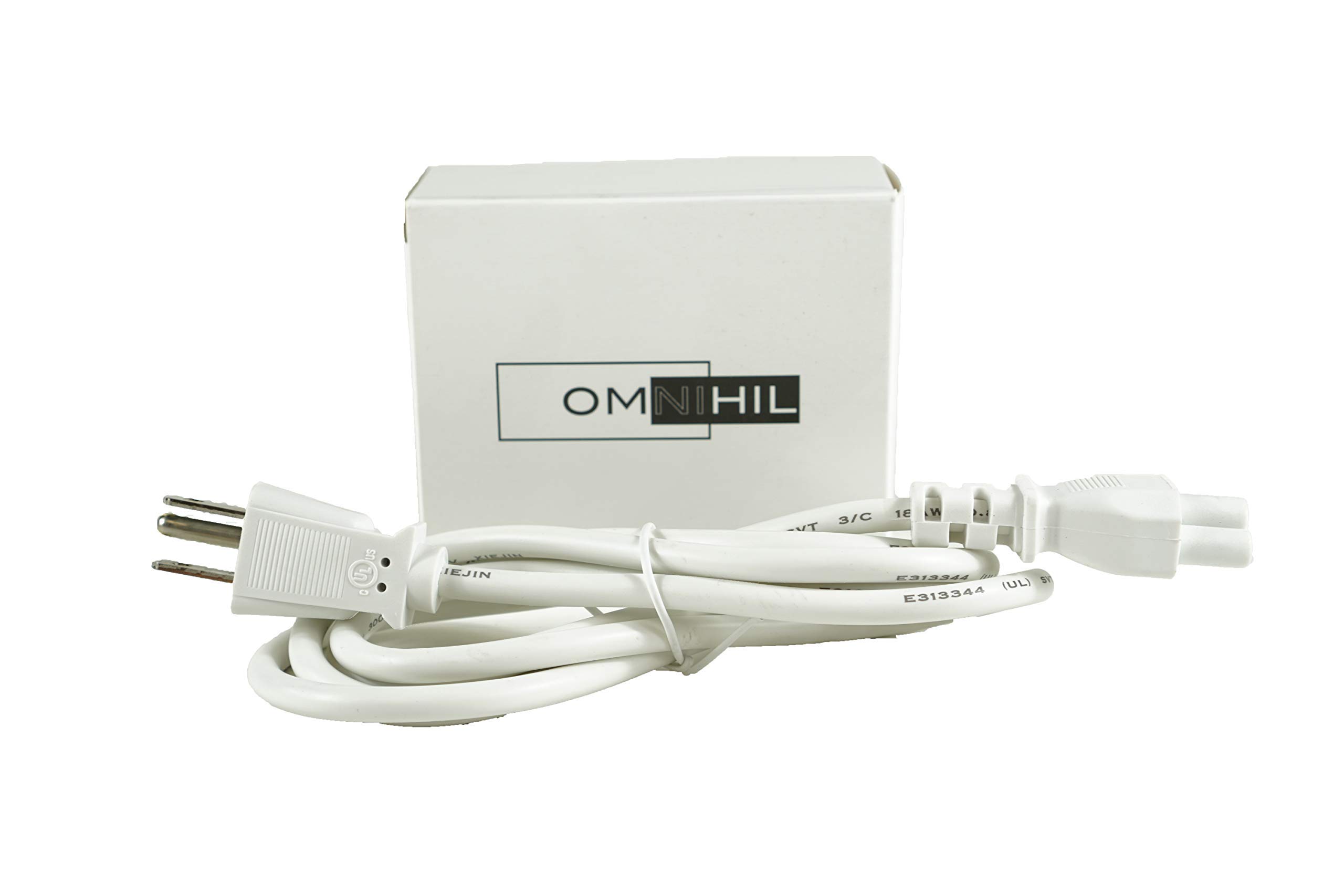 [UL Listed] OMNIHIL White 8 Feet Long AC Power Cord Compatible with EPSON Workforce PRO WF-4830