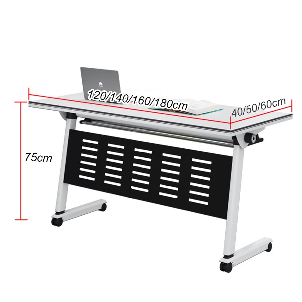 3 pcs Flip Top Mobile Training Table with Management & Lockable Wheels, Foldable Meeting Table for Conference Rooms,Training Rooms,Media Centers (Color : A, Size : 120 * 50 * 75cm)