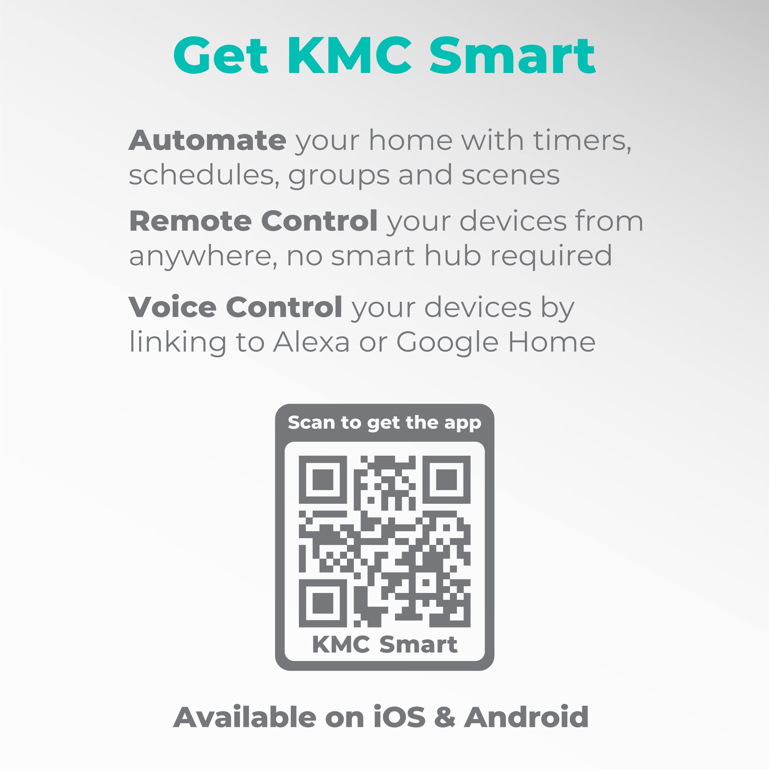 KMC Smart Plug Slim 4-Pack, Low-Profile Wi-Fi Outlet for Smart Home, Remote Control Lights and Devices from Anywhere, No Hub Required, ETL Certified, Compatible with Alexa and Google Home, White