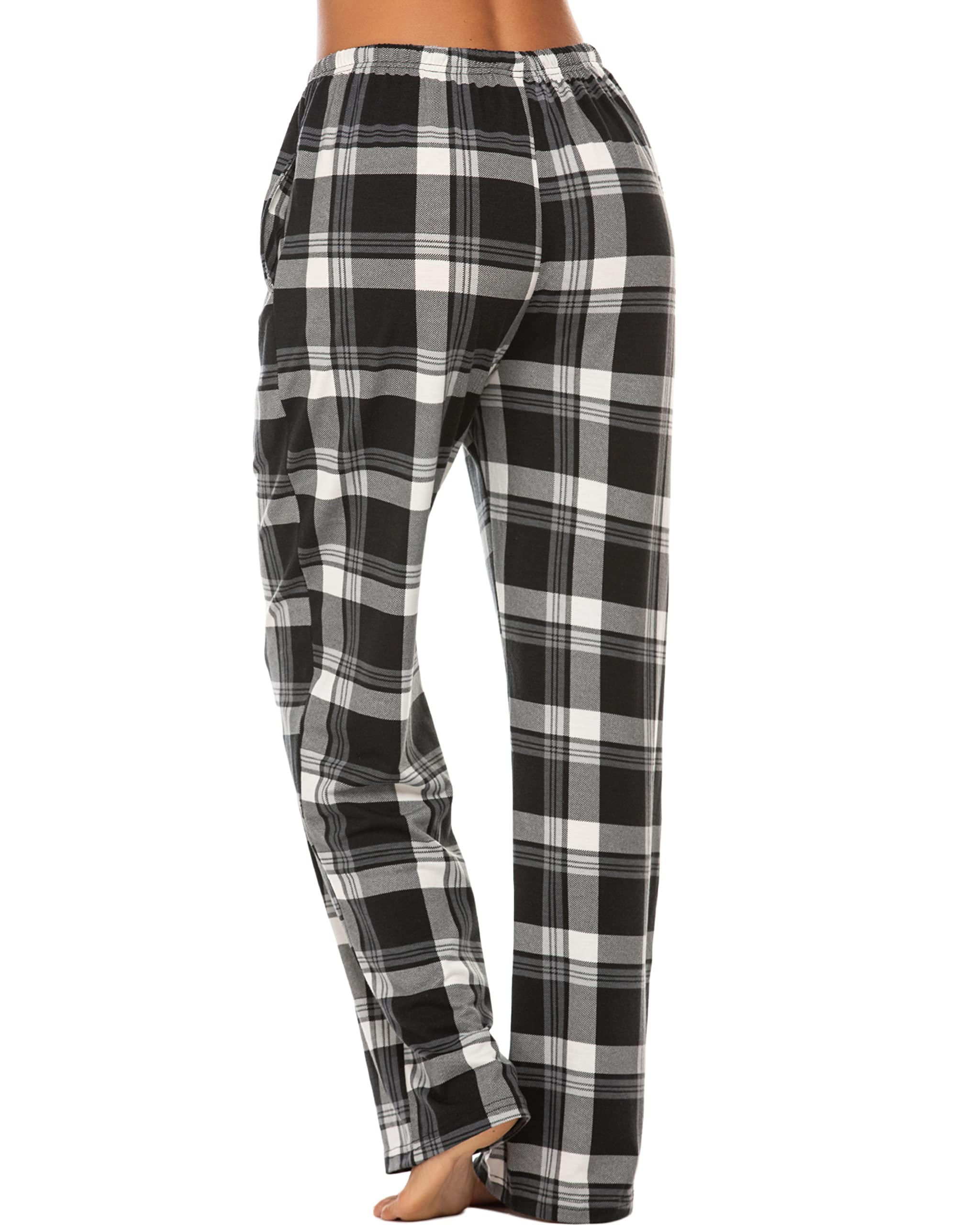 Ekouaer Womens 2 Pack Lounge Pants Comfy Pajama Pants Plaid Pajama Bottoms with Pockets Drawstring Pj Bottoms Pants