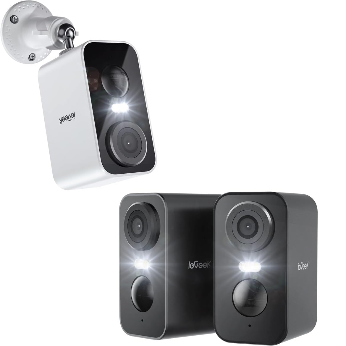 ieGeek Security Cameras Wireless Outdoor, 2K 3MP Battery Powered WiFi Security Camera with Spotlight & Siren Alarm 3 Pack, 2-Way Audio, Color Night Vision, AI Detection for Home Security,