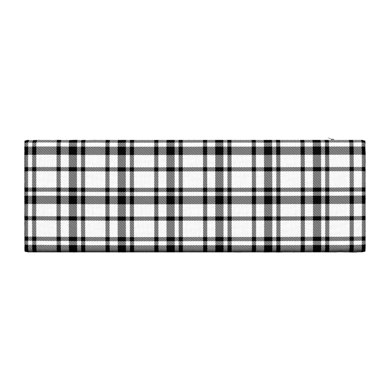 Ambesonne Plaid Bench Cushion for Kitchen & Bedroom Tartan Pattern Graphic Grid Art Design with Traditional Influences Standard Size Foam Pad and Decorative Fabric Cover 45" x 15" x 2" Charcoal White