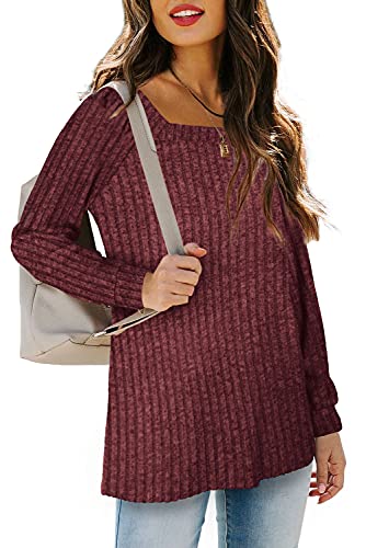 WIHOLL Long Sweaters for Women to Wear with Leggings Fashion Sweatshirts L