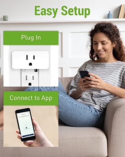 Aubess Smart Plugs with Energy Monitoring, Smart Plugs That Work with Alexa & Google Assistant, Smart Home Wi-Fi Outlet with 7 Days Programmable Timer, Powerd by VeSync APP, 10Amp, 1200W Max, White