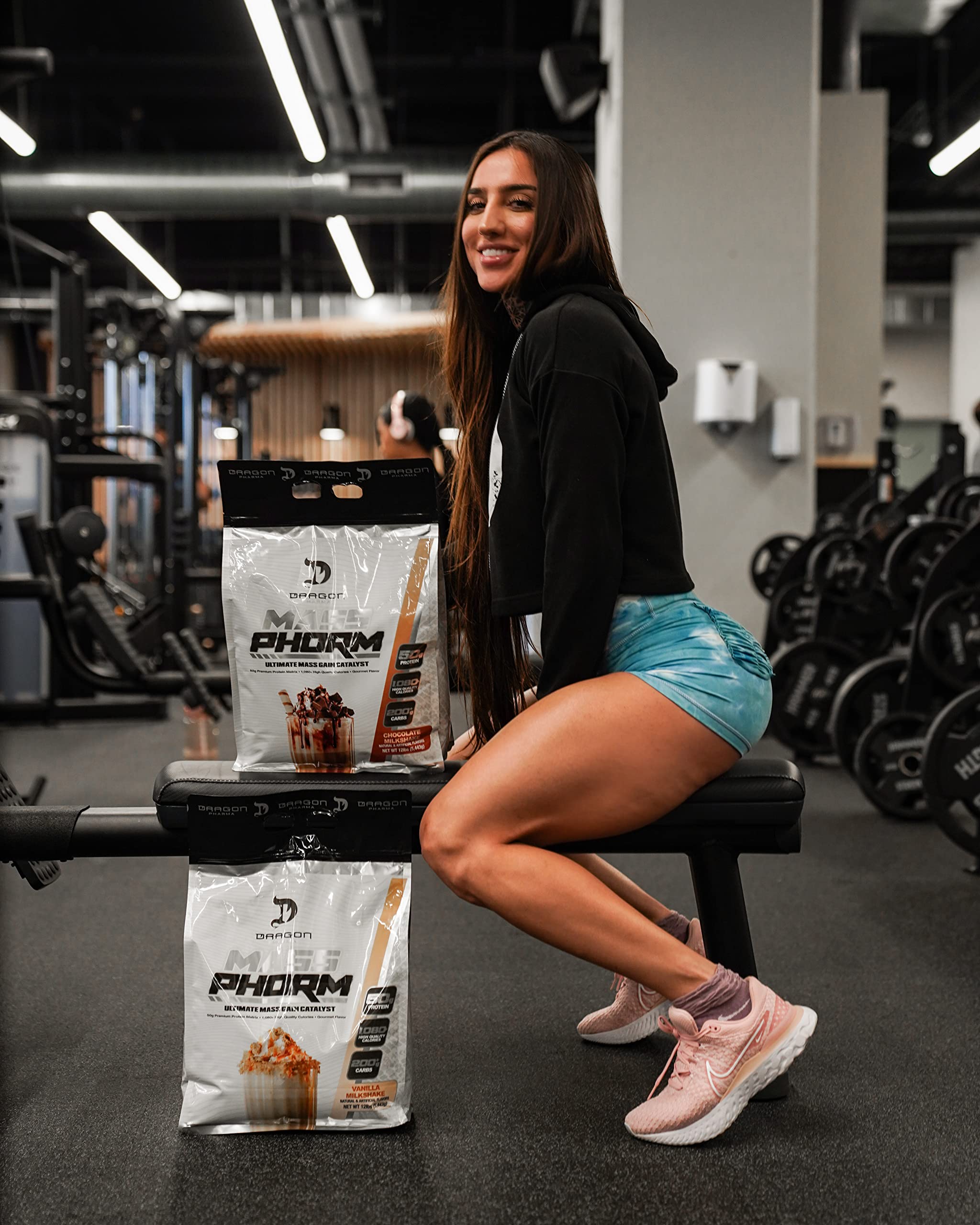 DRAGON PHARMA Mass Phorm, Ultimate Mass Gain Catalyst, 50g Protein Matrix, 200g of Complex Carbohydrates, Over 1,000 Calories Per Serving (20 Servings, Vanilla Milkshake)