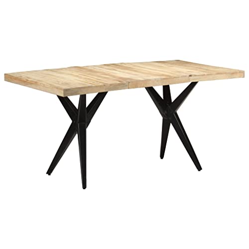 BUKSCYJS Multifunctional Dining Room Table,Dining Room Table,Dining Table,Strong and Sturdy Suitable for Kitchen,Dining Room,Living Room 63"x31.5"x29.9" Rough Mango Wood
