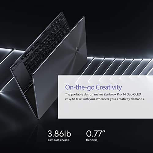 ASUS Zenbook Pro 14 Duo 14.5†2.8K OLED Touch, 120Hz Refresh Rate, ScreenPad Plus, Intel i9-12900H CPU, RTX 3050Ti, 32GB RAM, 1TB SSD, Windows 11 Home, Tech Black, UX8402ZE-DB96T