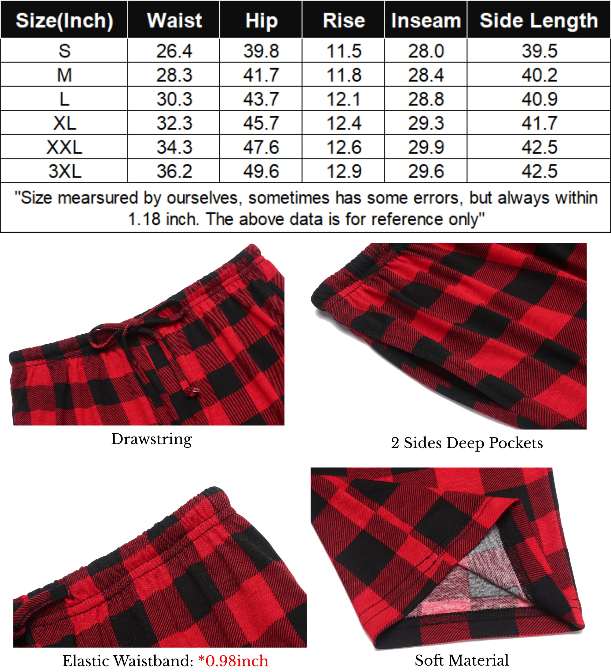 Ekouaer Womens 2 Pack Lounge Pants Comfy Pajama Pants Plaid Pajama Bottoms with Pockets Drawstring Pj Bottoms Pants
