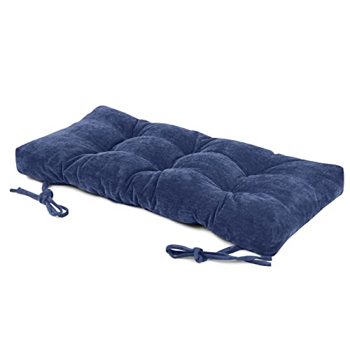 sutailocus Bench Cushion,2 Ties and Non-Slip Bottom,Tufted Bench Cushions for Indoor/Outdoor Furniture,for Bench/Window/Piano/Porch/Swing,Custom Size Bench Cushion (30x14x4 Inch, Blue)