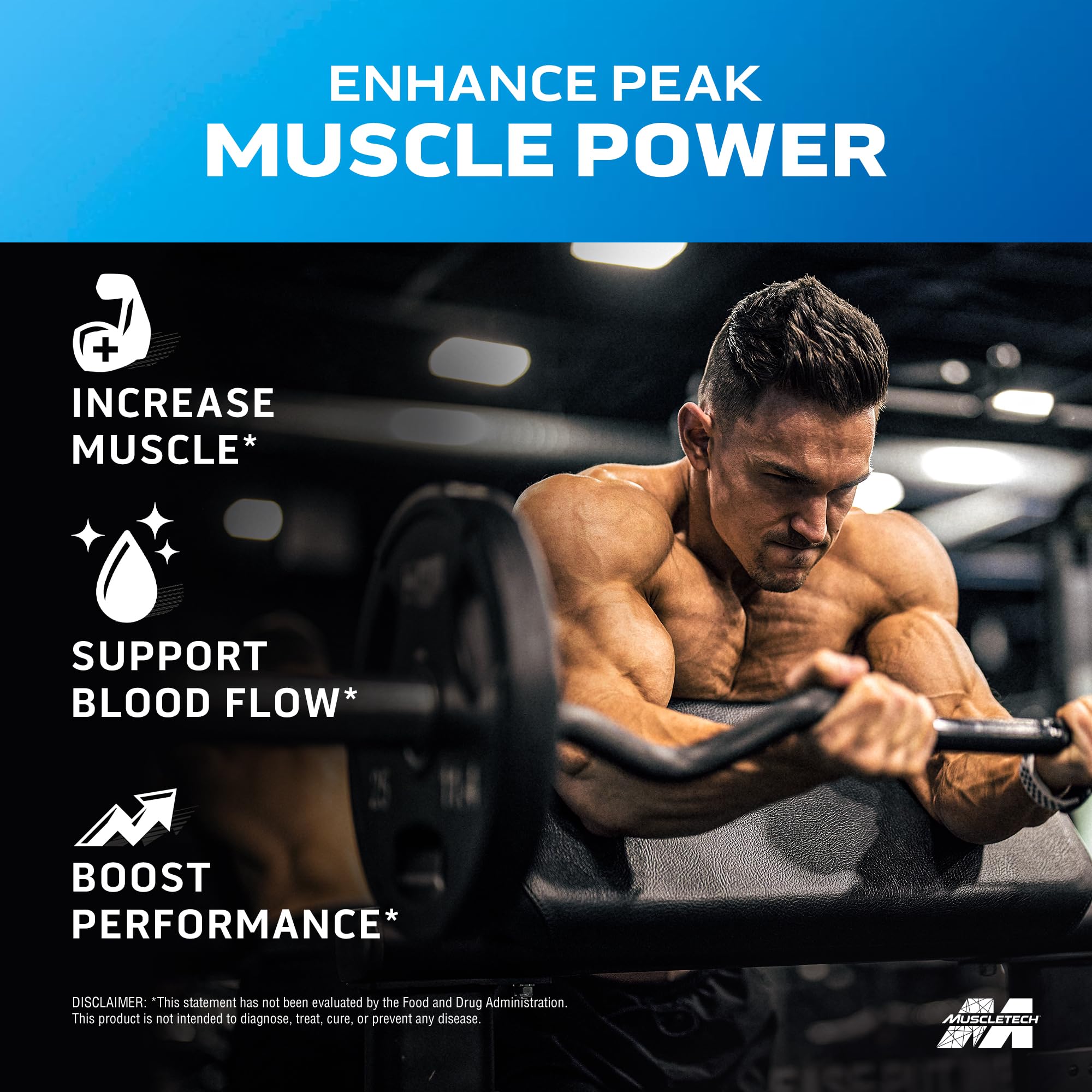Muscletech Nitric Oxide Supplements for Men & Women, Muscle Builder (60 Capsules) - Nitric Oxide Booster Supplement Supports Muscle Gain & Performance - 400mg Peak ATP for Enhanced Strength