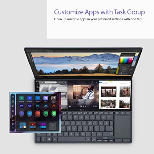 ASUS Zenbook Pro 14 Duo 14.5†2.8K OLED Touch, 120Hz Refresh Rate, ScreenPad Plus, Intel i9-12900H CPU, RTX 3050Ti, 32GB RAM, 1TB SSD, Windows 11 Home, Tech Black, UX8402ZE-DB96T