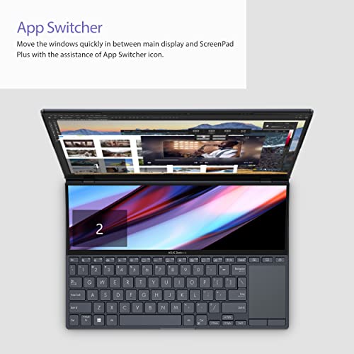 ASUS Zenbook Pro 14 Duo 14.5†2.8K OLED Touch, 120Hz Refresh Rate, ScreenPad Plus, Intel i9-12900H CPU, RTX 3050Ti, 32GB RAM, 1TB SSD, Windows 11 Home, Tech Black, UX8402ZE-DB96T