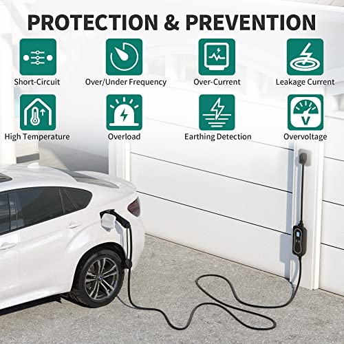 YITAHOME EV Charger Level 2 Delay 240V 32A Portable Electric Vehicle Charger with 25ft Extension Cable NEMA 14-50 Plug with J1772 EVs