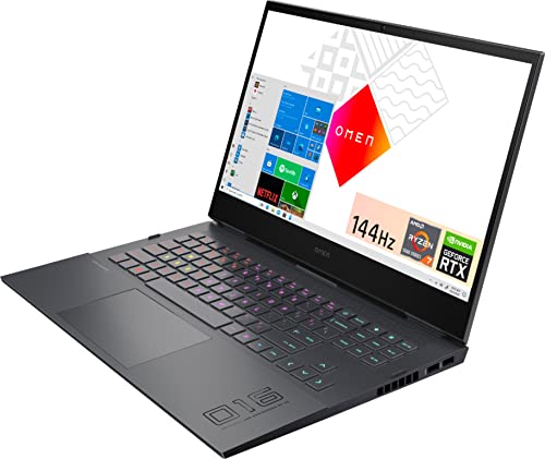 HP OMEN 16.1 Inch Gaming Laptop, AMD Ryzen 7 5800H, 32GB RAM, 1TB SSD, NVIDIA GeForce RTX 3050 Ti, Win 11 H, 144Hz Refresh Rate, Bundle with JAWFOAL