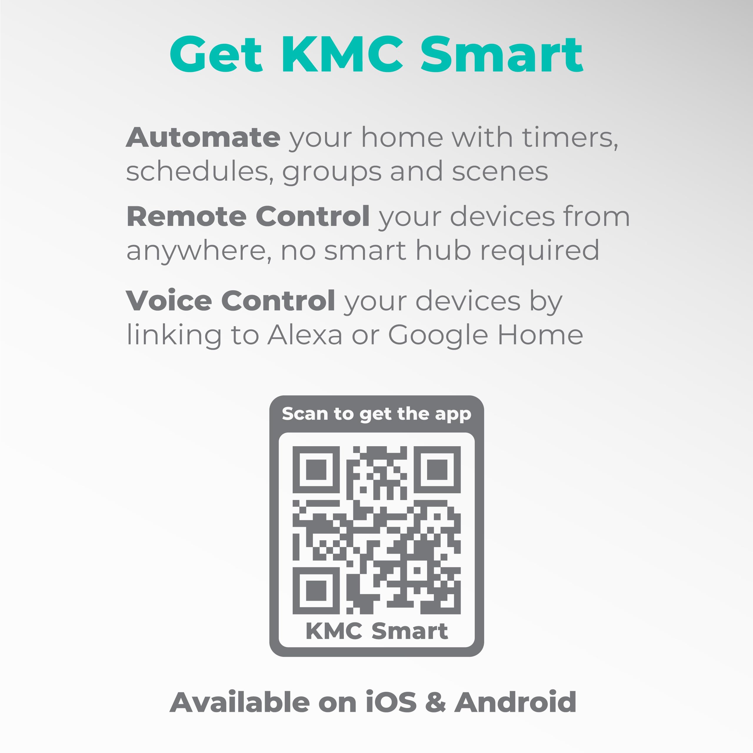 KMC Smart Tap Mini 2-Pack, 4-Outlet Wall Mounted Plug Adapter, 3 Independently Controlled Wi-Fi Outlets, Compatible with Alexa & Google Assistant, No Hub Required