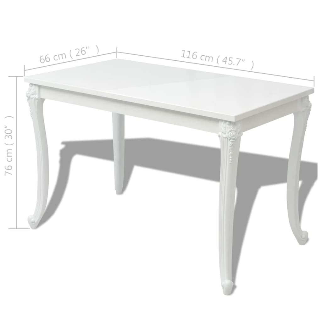 YUHI-HQYD Dining Table,Industry Offic Table,Kitchen Home Furniture, Living Room Table,Rectangle Conference Table,Great for Meeting Rooms, Dining Room, Lobby,Cafes, 45.7"x26"x30" High Gloss White