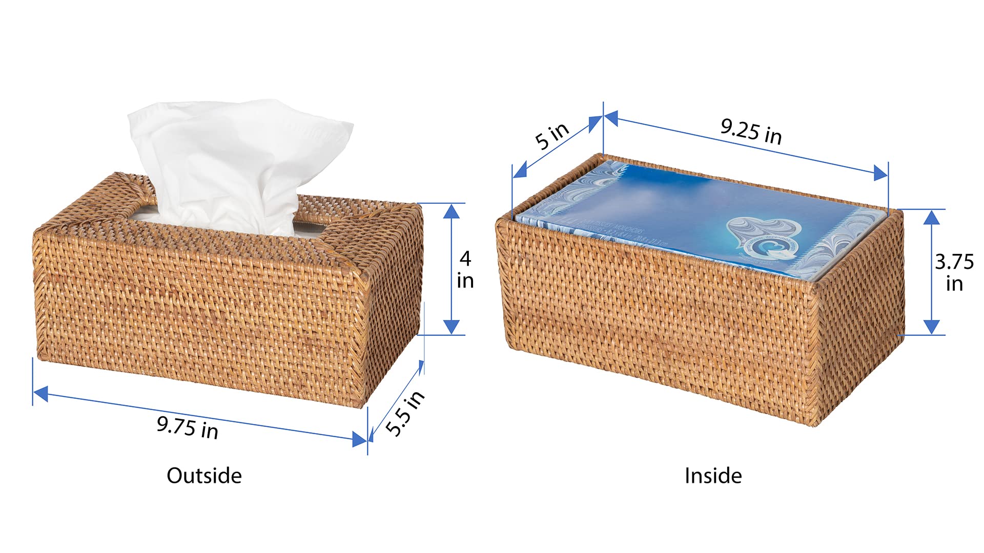 Kouboo Loma Rectangular Rattan Tissue Box Cover (Brown)