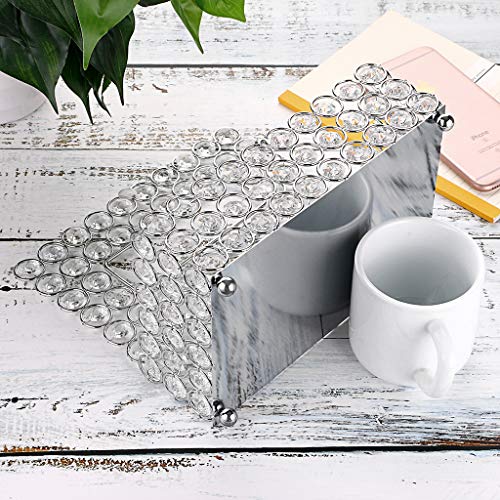 Sumnacon Rectangular Crystal Tissue Box Cover, Decorative Toliet Paper Box, Crystal Napkin Holder, Facial Tissue Holder for Bathroom/Dresser/Night Stand/Desk/Table, Silver