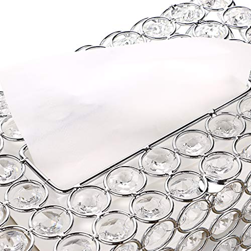 Sumnacon Rectangular Crystal Tissue Box Cover, Decorative Toliet Paper Box, Crystal Napkin Holder, Facial Tissue Holder for Bathroom/Dresser/Night Stand/Desk/Table, Silver