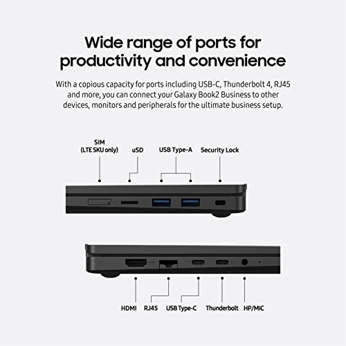SAMSUNG 14" Galaxy Book2 Business Laptop Computer, i7-1270P / 32GB / 1TB, Windows 11 PRO, 12th Gen Intel vPro 28W Processor w/ Enhanced Security, 2022 Model, NP641BEF-KA3US, Graphite