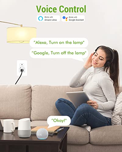 Aubess Smart Plugs with Energy Monitoring, 15Amp Smart Plugs That Compatible with Alexa & Google Assistant, Smart Home Wi-Fi Outlet with 7 Days Programmable Timer