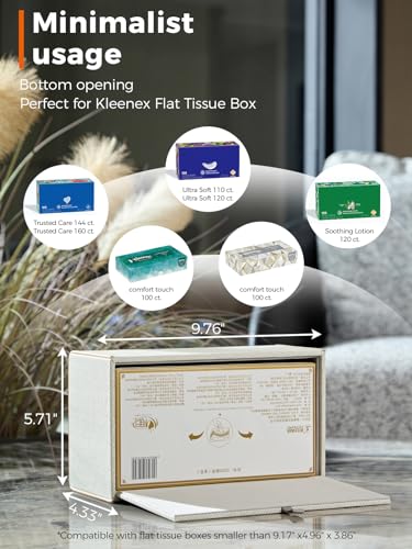 Cloudever Tissue Box Holder Cover Rectangular, Modern PU Leather Decorative Tissue Holders Organizer-Ivory
