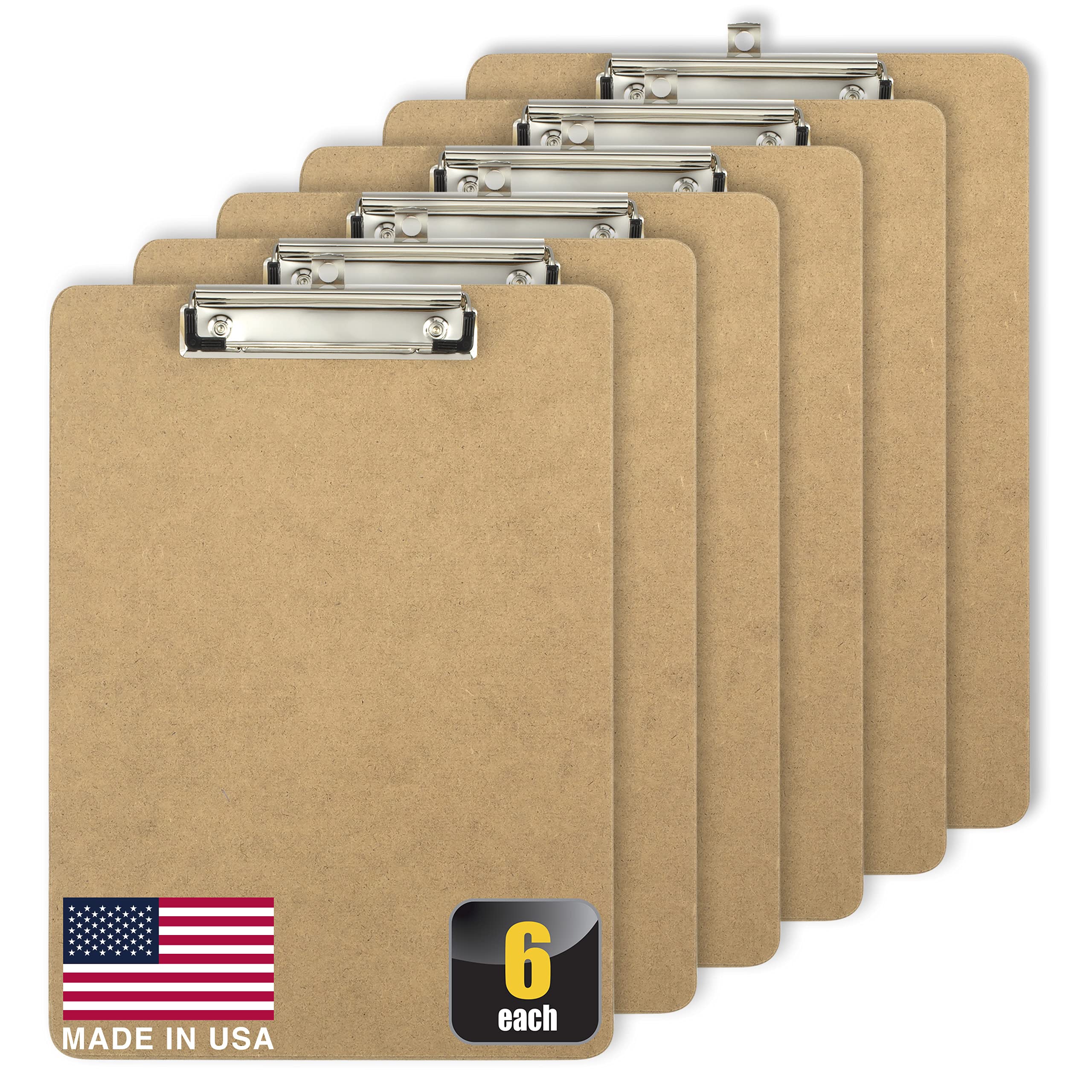 Officemate Recycled Wood Clipboards, Low Profile Clip, 6 Pack Clipboards, Letter Size (9 x 12.5 Inches), Brown (83806)