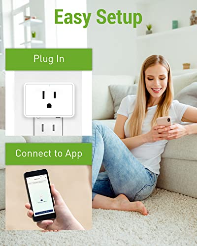 Aubess Smart Plugs with Energy Monitoring, 15Amp Smart Plugs That Compatible with Alexa & Google Assistant, Smart Home Wi-Fi Outlet with 7 Days Programmable Timer