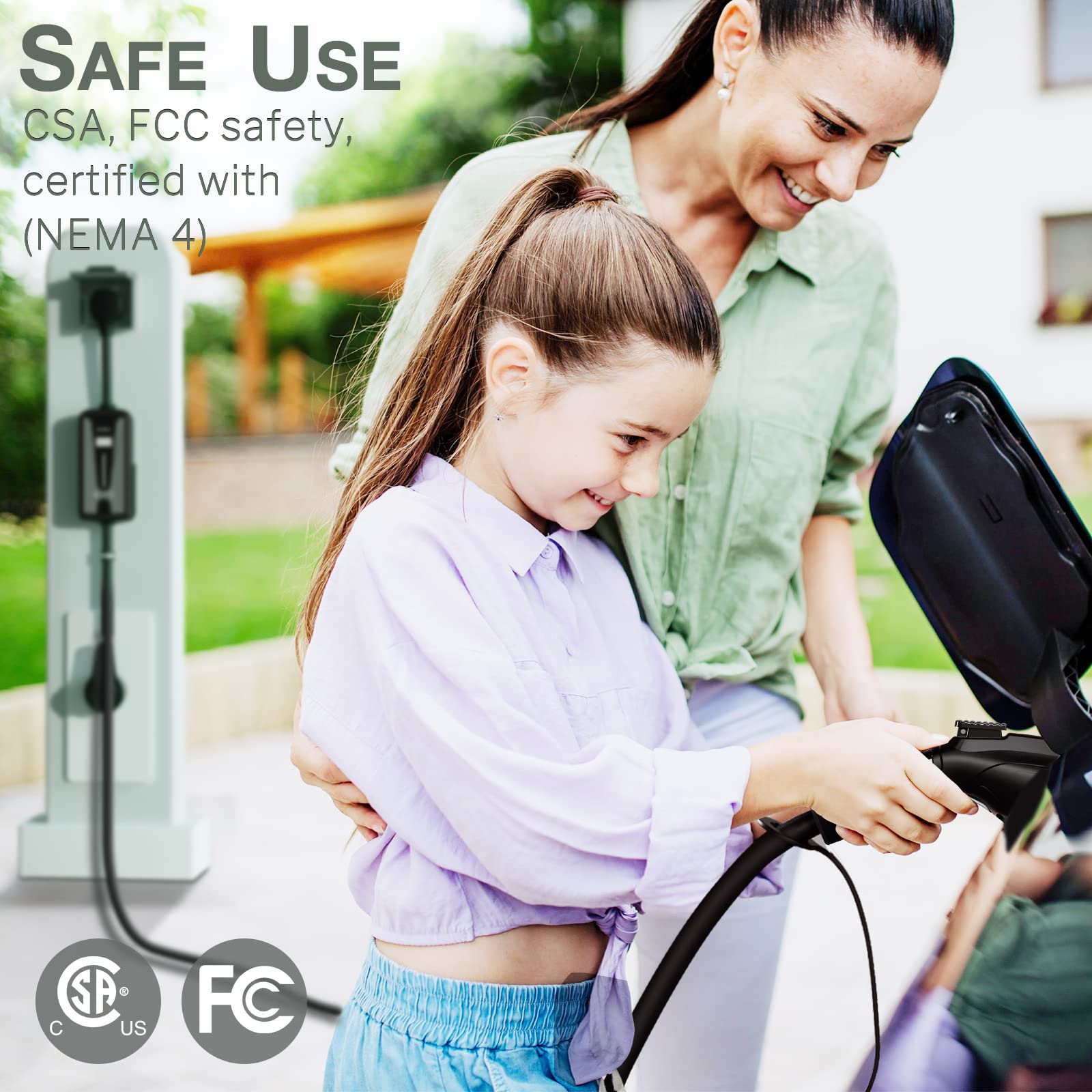 SetWire Level 2 EV Charger, 40 Amp Smart WiFi, 2 in 1 Wall Mount & Portable EV Charger,110-240V, NEMA 14-50 Plug, 23-Foot Cable, Electric Vehicle Car Charging Stations