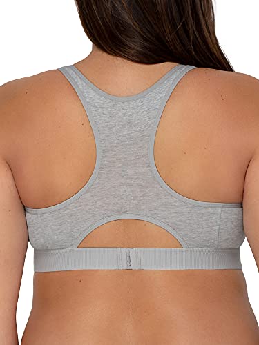 Smart & Sexy womens Comfort Cotton Front Back Close Racerback Bra, Light Grey Heather, 36D US