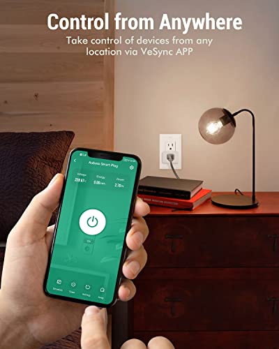 Aubess Smart Plugs with Energy Monitoring, 15Amp Smart Plugs That Compatible with Alexa & Google Assistant, Smart Home Wi-Fi Outlet with 7 Days Programmable Timer