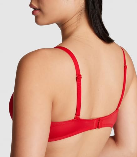 Victoria's Secret Pink Wear Everywhere Push Up Bra, Padded, Smoothing, Bras for Women, Red (32B)
