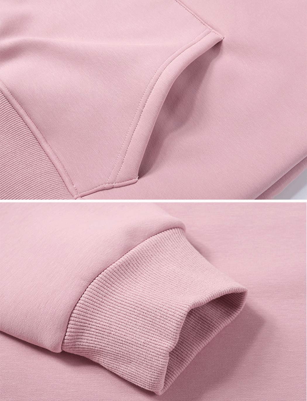 Haellun Womens Casual Winter Warm Fleece Sherpa Lined Pullover Hooded Sweatshirt (Pink, Medium)