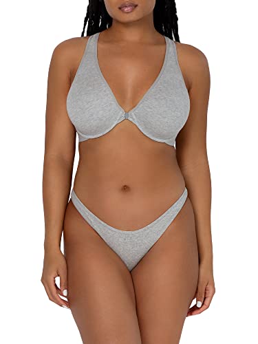 Smart & Sexy womens Comfort Cotton Front Back Close Racerback Bra, Light Grey Heather, 36D US