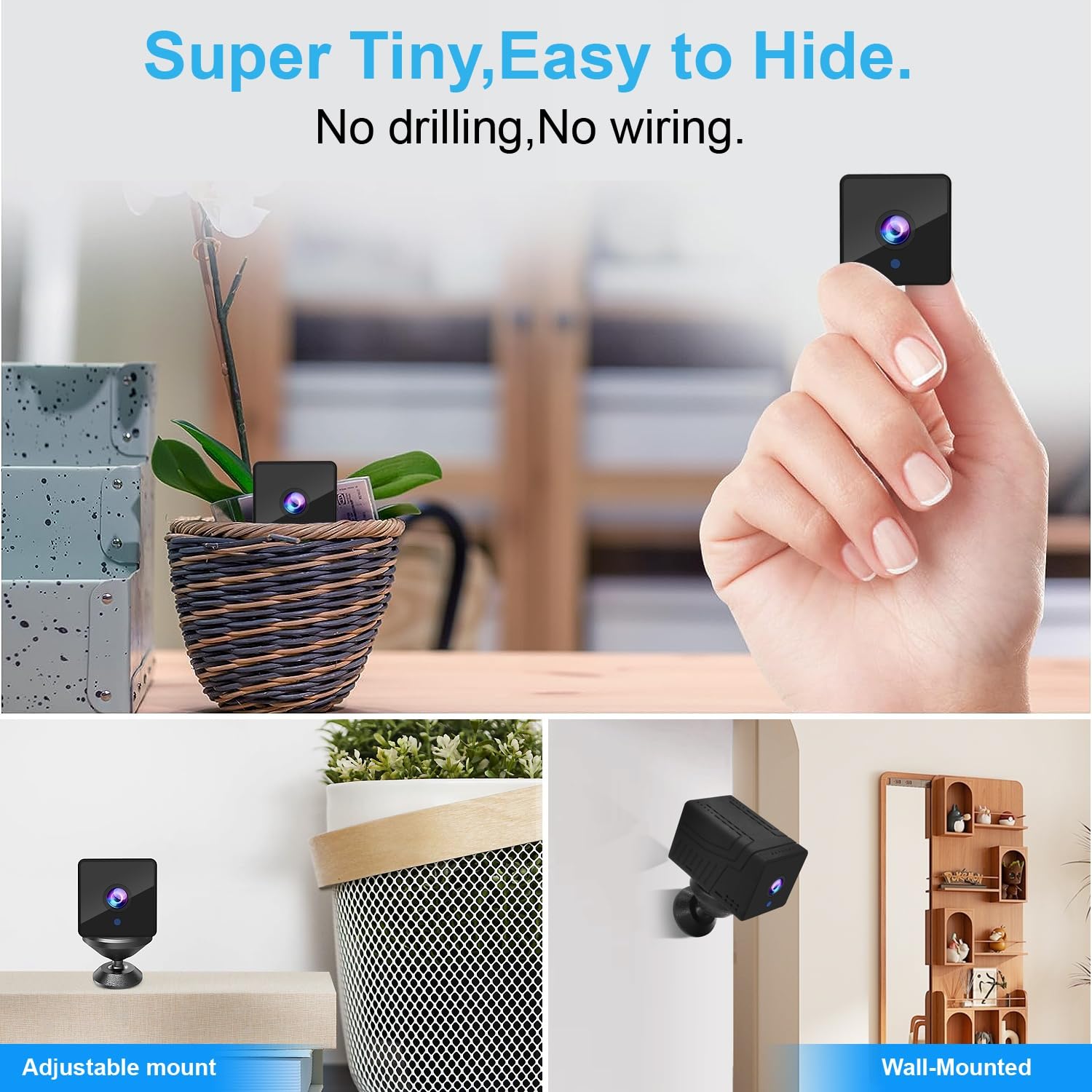 4K Wireless Wifi Camera,Upgrade 4K,1800mAh Battery Powered,WiFi Wireless Nanny Cam Home Security Camera Tiny Office Secret Surveillance Cam with 100 Days Standby AI Human Detection Auto Night Vision